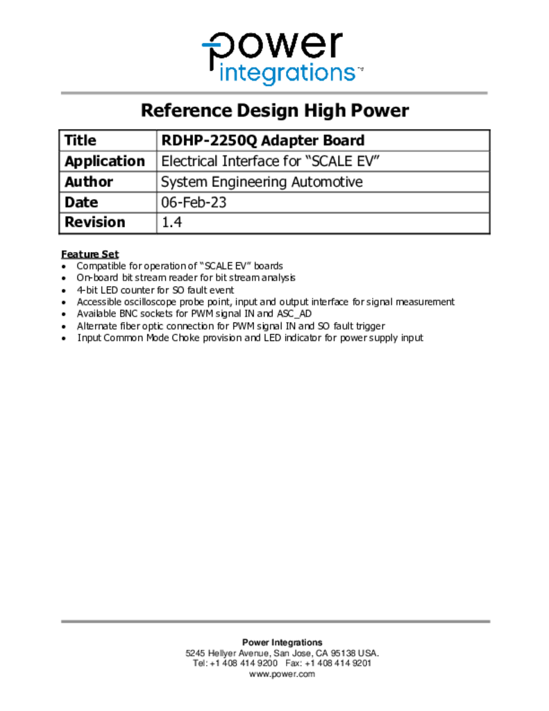 RDHP-2250Q - Adapter Board for SCALE EV Gate Driver Board | Power ...