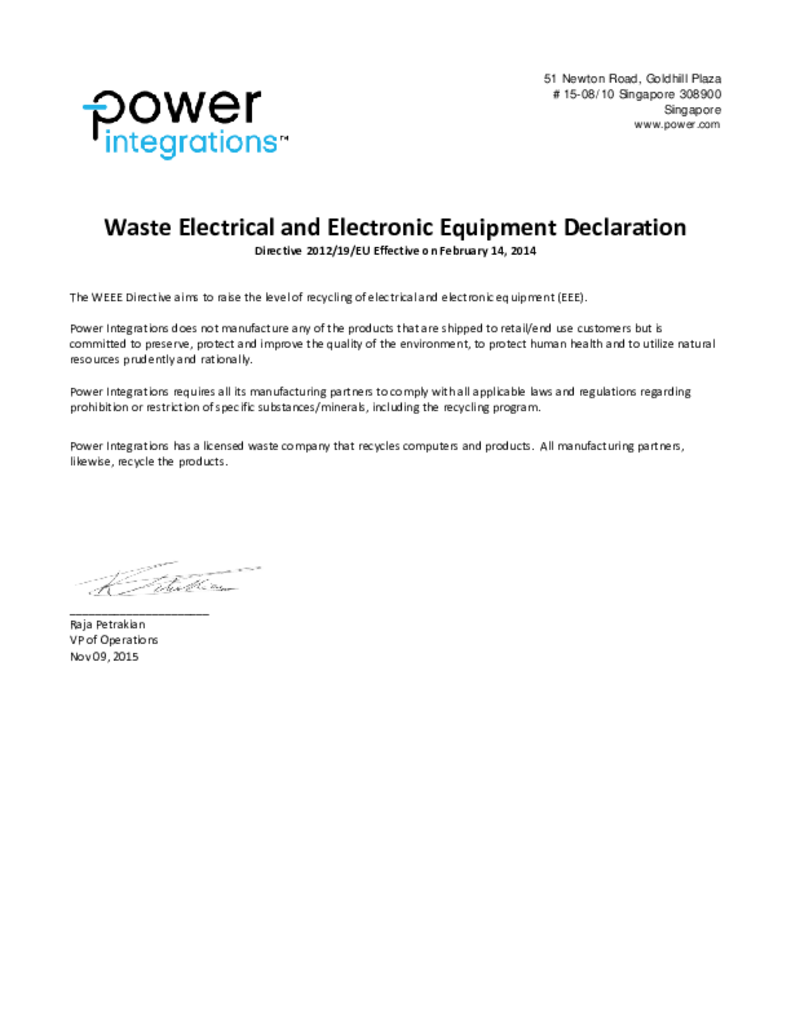 Waste Electrical and Electronic Equipment Declaration | Power ...