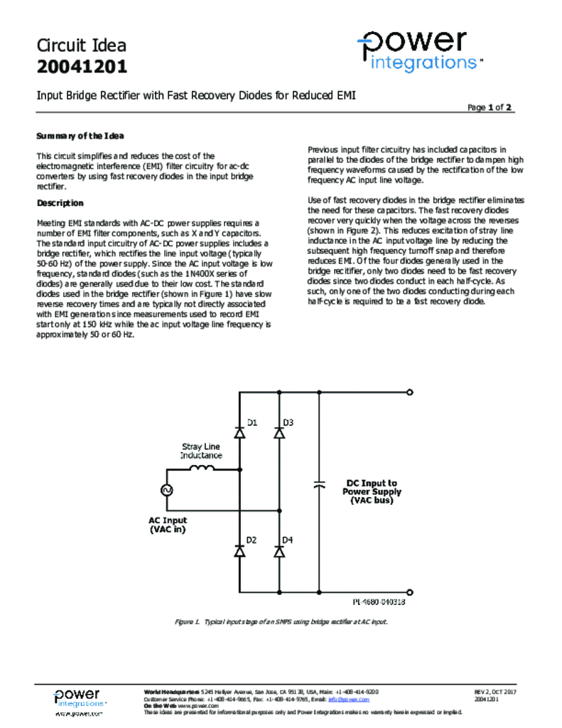 Input Bridge Rectifier with Fast Recovery Diodes for Reduced EMI ...