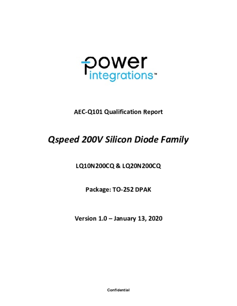 Qspeed 200V Silicon Diode Family AEC-Q101 Qualification Report | Power ...
